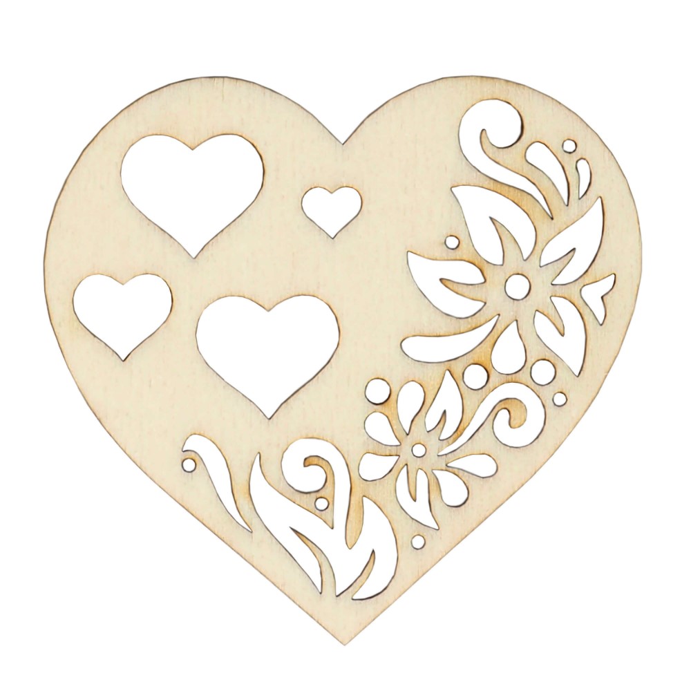 Dřevěný výřez - srdce s dekorem 10,3 x 10,3 cm - MarketArt